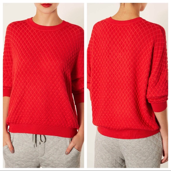 Topshop | Sweaters | Topshop Red Knitted Quilted Sweater | Poshmark